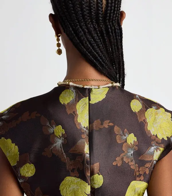 La DoubleJ Feather-trim Sleek Midi Dress