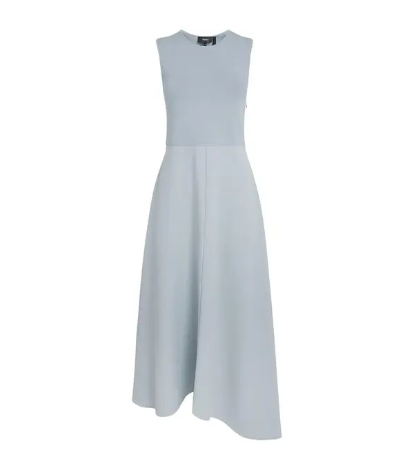 Theory Knit-satin Midi Dress - Blue
