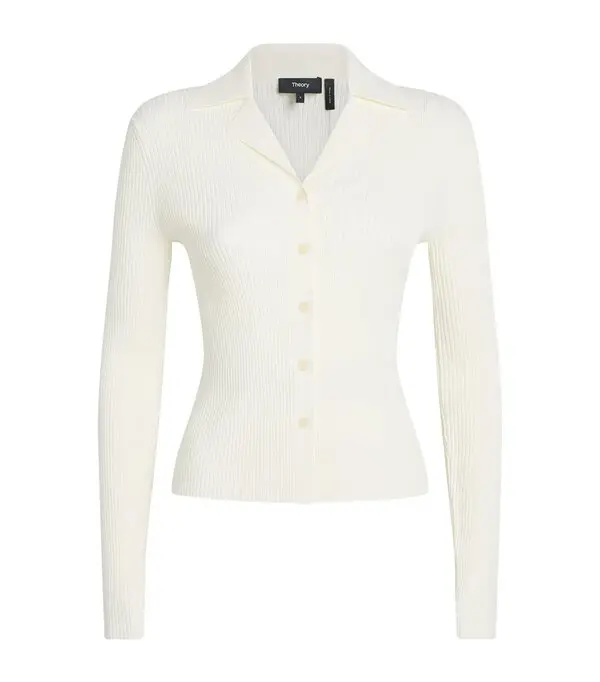 Theory Ribbed Polo Cardigan