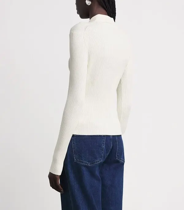 Theory Ribbed Polo Cardigan