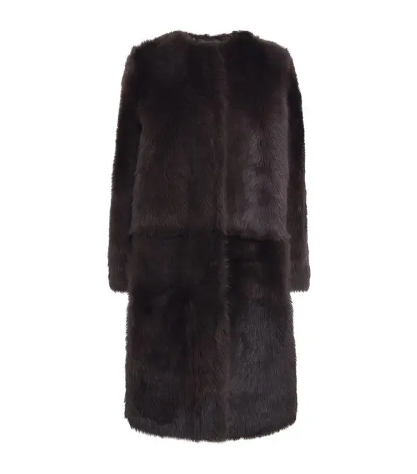 Almada Label Shearling Gemma Coat - Brown
