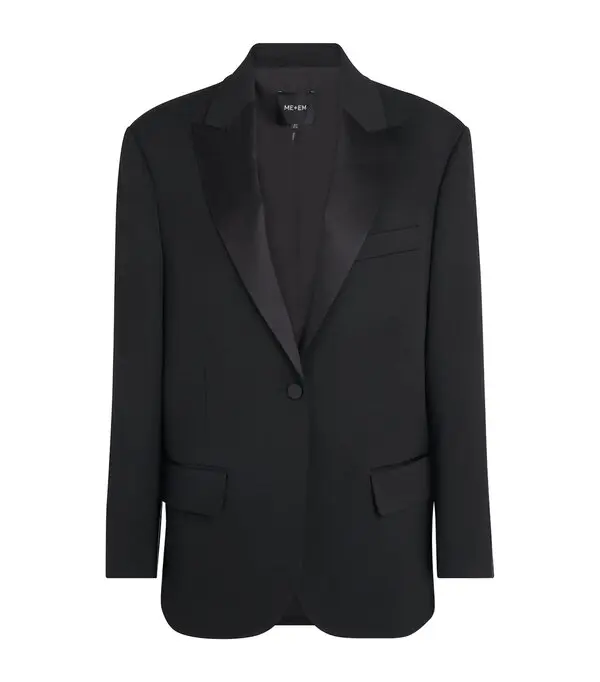 ME+EM Wool-blend Contour Tux Blazer - Black