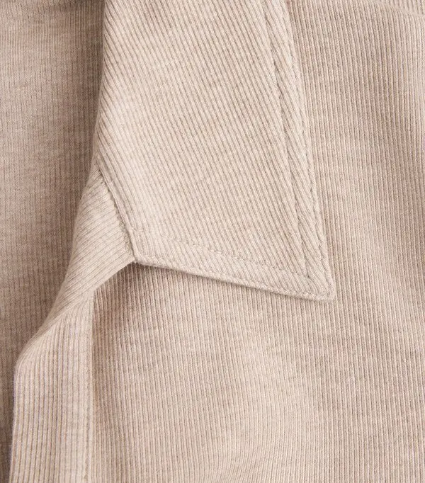 ME+EM Ribbed Long-sleeve Polo Sweater