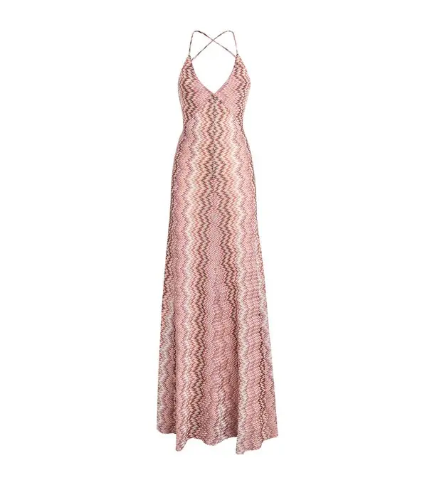 Missoni Zigzag V-neck Maxi Dress - Pink