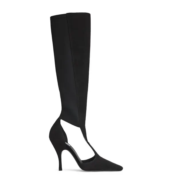 Alaïa Suede Cut-out Boots 100 - Black