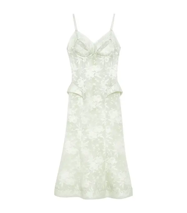 Alexander McQueen Silk Lace Floral Midi Dress - Green
