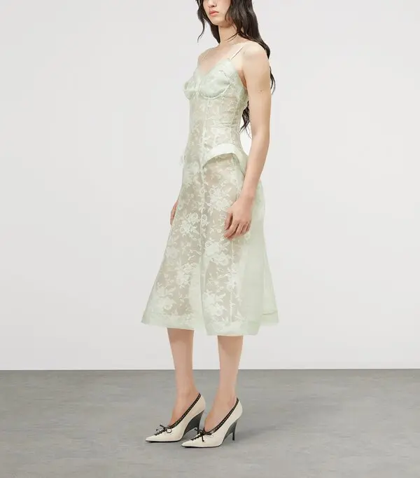 Alexander McQueen Silk Lace Floral Midi Dress