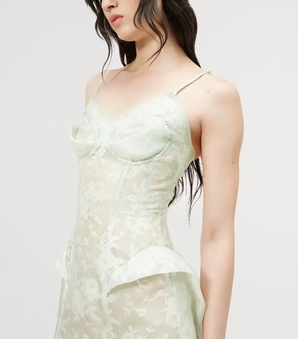 Alexander McQueen Silk Lace Floral Midi Dress