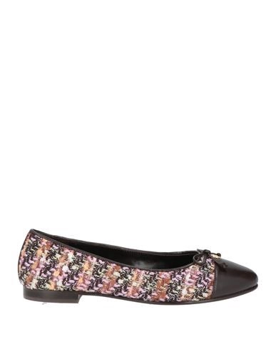 Tory Burch Ballet Flats Dark Size Textile Fibers, Goat Skin - Brown