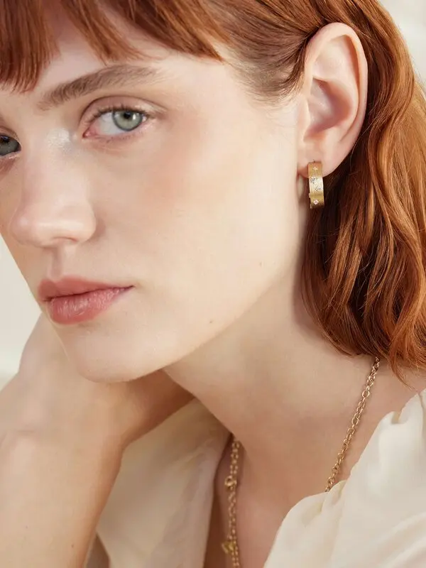 SYDNEY EVAN Fluted 14-karat Diamond Medium Hoop Earrings