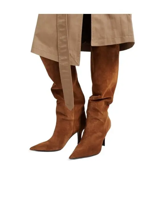 Amina Muaddi Suede Knee-high Boots