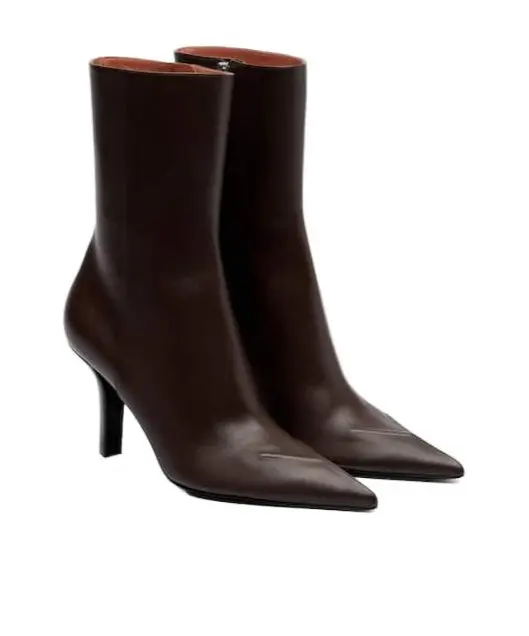 Amina Muaddi Leather Ankle Boots