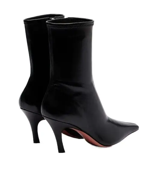 Amina Muaddi Leather Ankle Boots