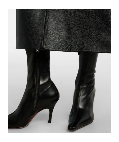 Amina Muaddi Leather Ankle Boots