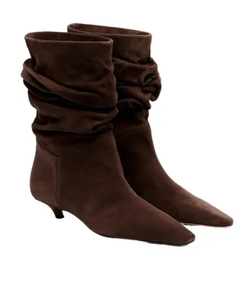 Amina Muaddi Suede Ankle Boots - Black