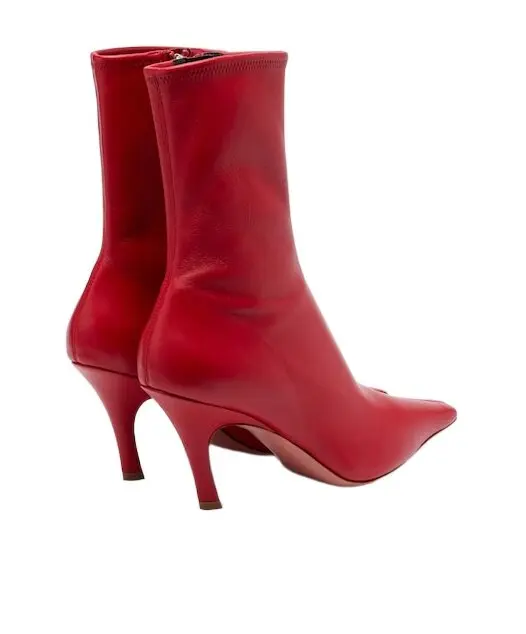 Amina Muaddi Leather Ankle Boots