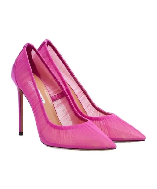 AQUAZZURA Satin-trimmed Tulle Pumps