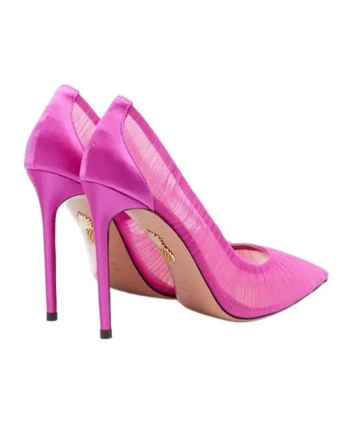 AQUAZZURA Satin-trimmed Tulle Pumps