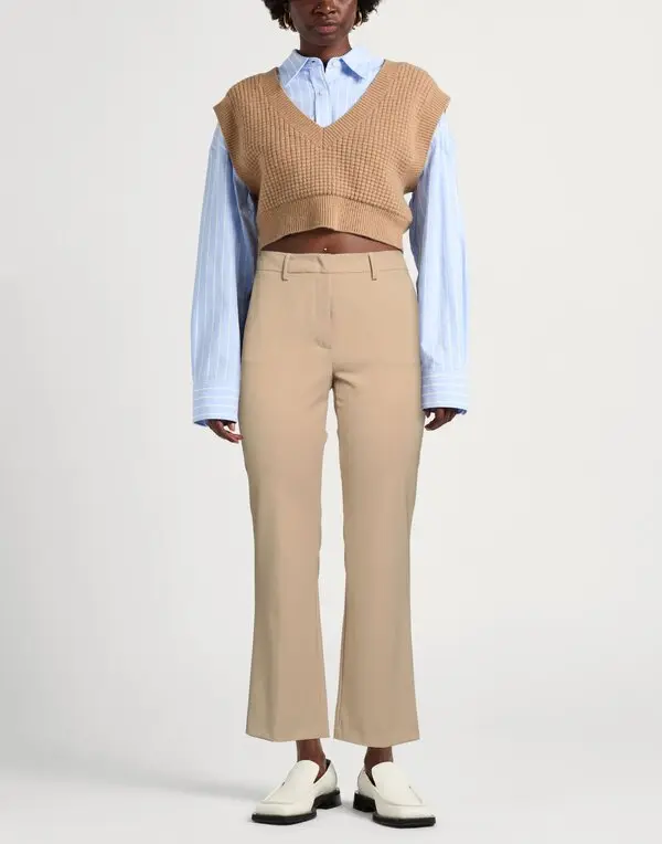 Max Mara Pants Sand Size Polyester, Virgin Wool, Elastane