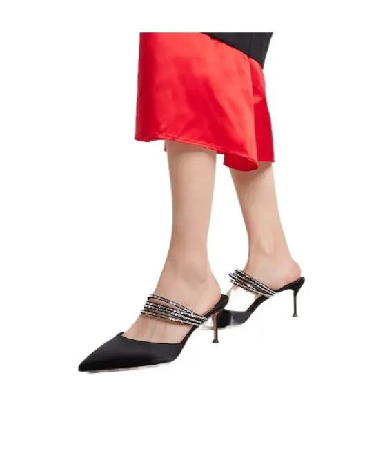 AQUAZZURA Embellished Satin Mules