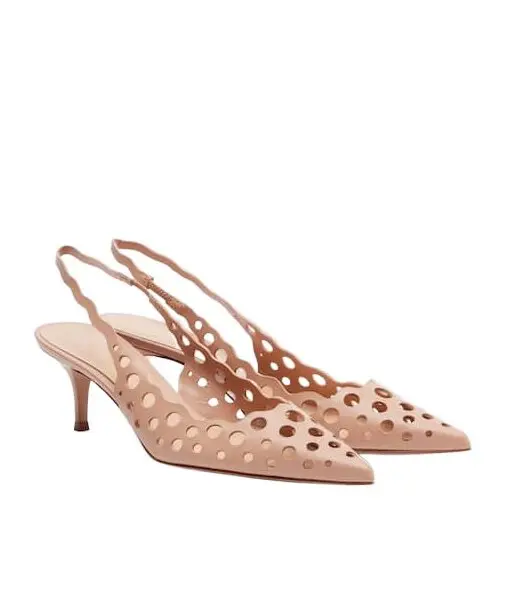 GIANVITO ROSSI Leather Slingback Pumps - Nude