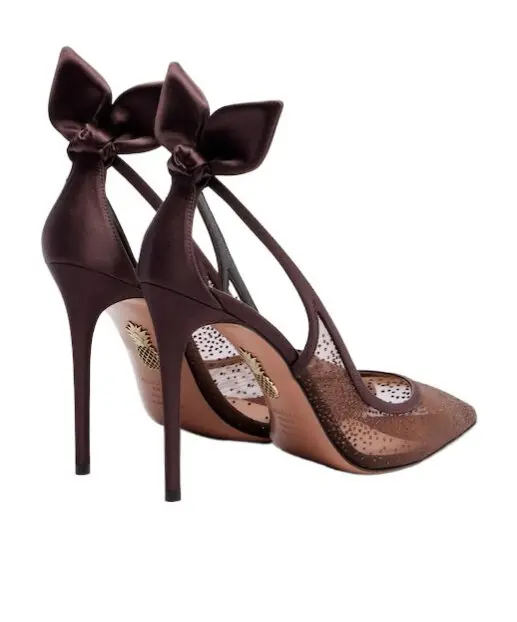 AQUAZZURA Embellished Mesh Slingback Pumps