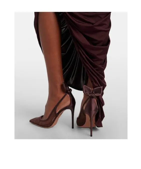 AQUAZZURA Embellished Mesh Slingback Pumps