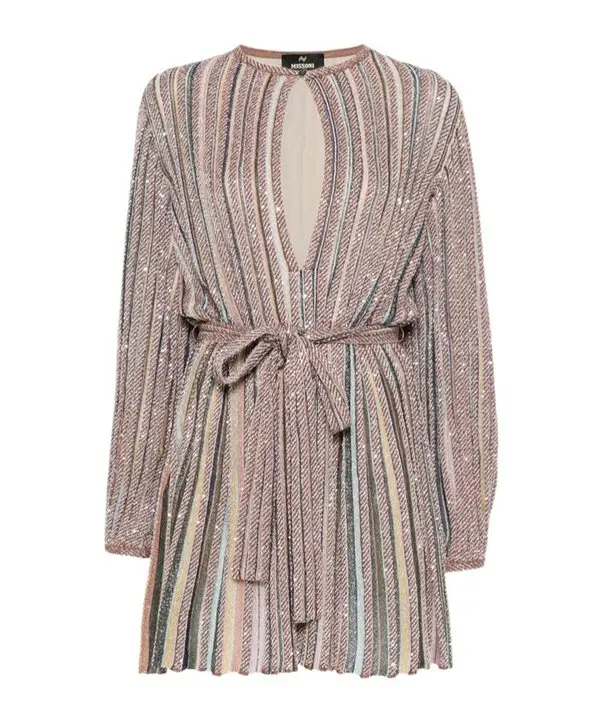Missoni Sequin-embellished Striped Mini Dress - Nude