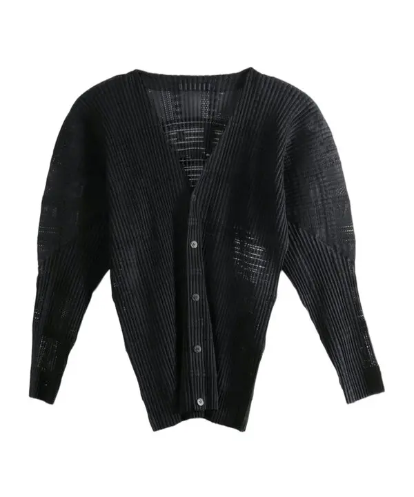 Issey Miyake Lace Grid Pleats Jacket - Black