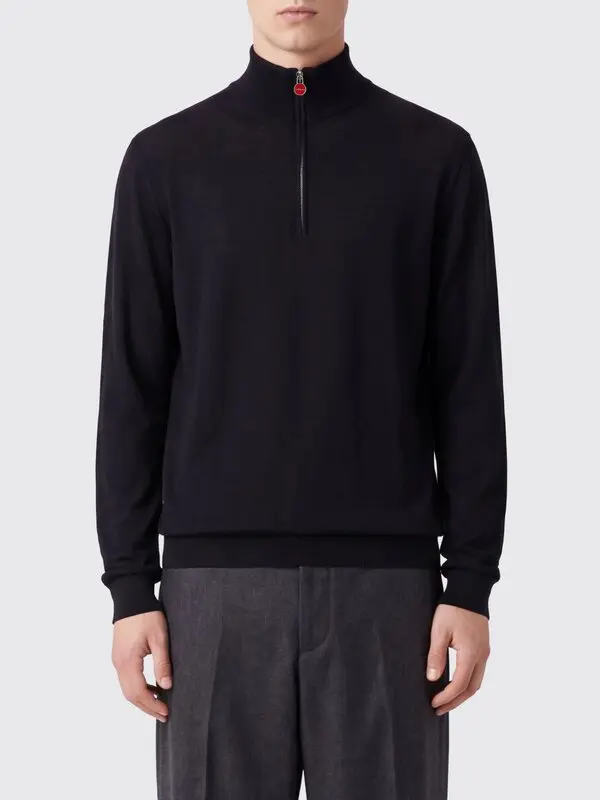 Kiton Half-zip Fine Wool Sweater - Black