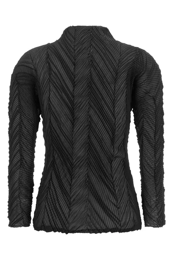 Issey Miyake High Neck Pleated Top