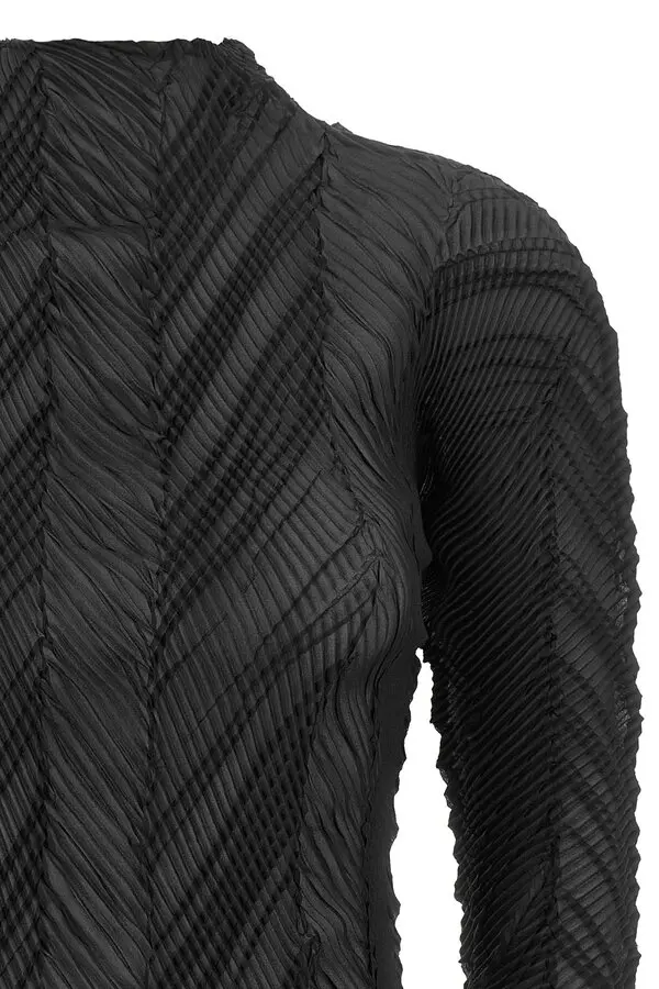 Issey Miyake High Neck Pleated Top