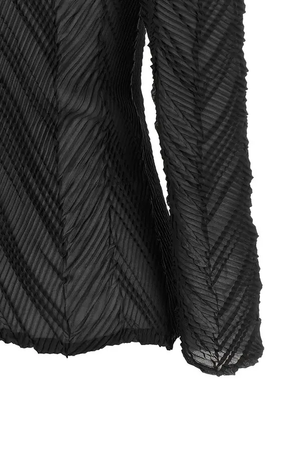 Issey Miyake High Neck Pleated Top