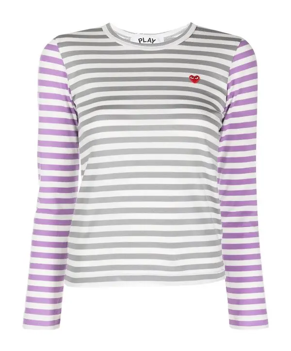 Play Comme Des Garcon Cotton T-shirt With Heart Appliqu