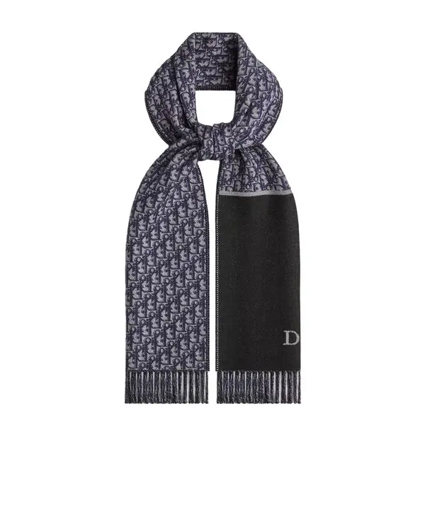 Dior Oblique Double-faced Scarf - Navy Blue