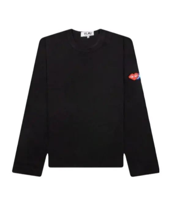 Play Comme Des Garcon X The Artist Invader Appliqué-detal Long-sleeve T-shirt - Black