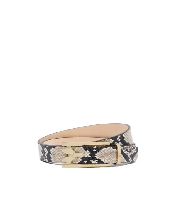 Victoria Beckham Minimalist Snake Skin Belt - Nude