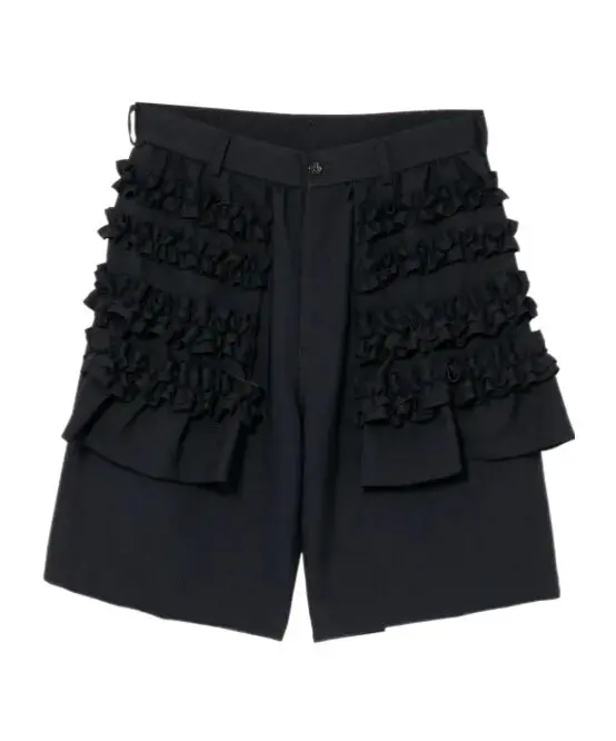 Comme Des Garçons Ruffle Knee-length Shorts - Black