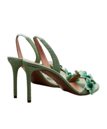 AQUAZZURA Passionflower Beaded Raffia Slingback Sandals