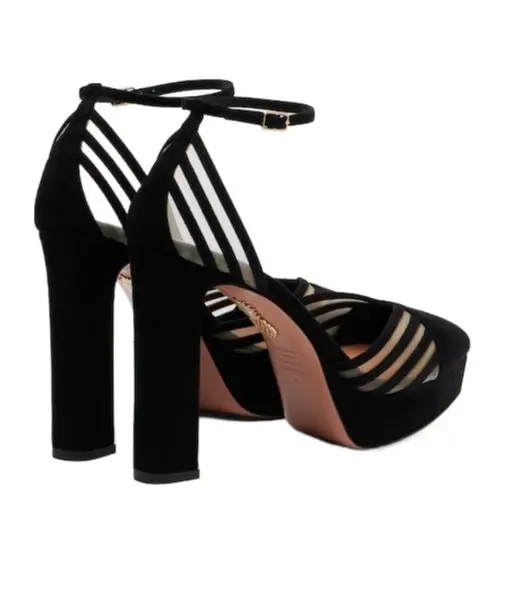 AQUAZZURA Alana Suede And Mesh Platform Pumps