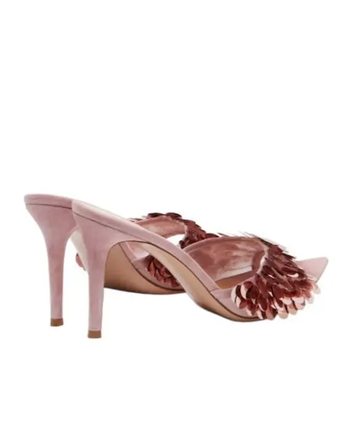 GIANVITO ROSSI Suede-trimmed Mesh Mules