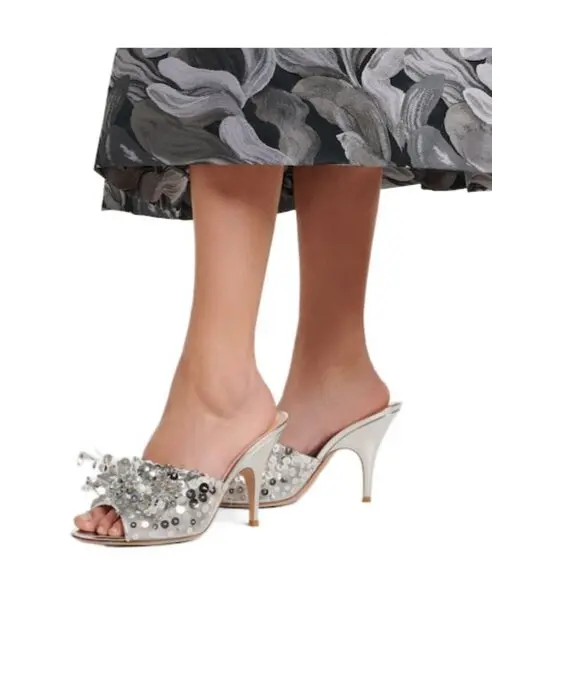 GIANVITO ROSSI Sequined Mesh Mules