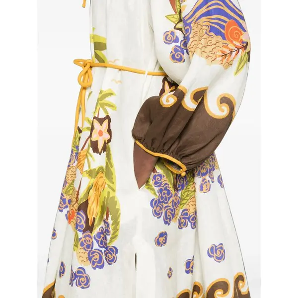 ALEMAIS Printed V-neck Maxi Dress - Cream