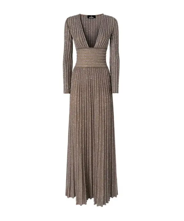 Missoni Long-sleeve Deep Neckline Maxi Dress - Multicolor