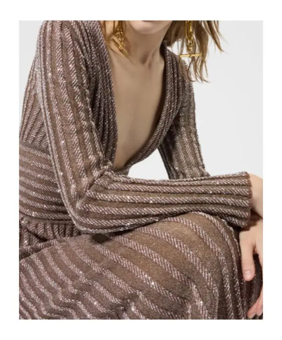Missoni Long-sleeve Deep Neckline Maxi Dress