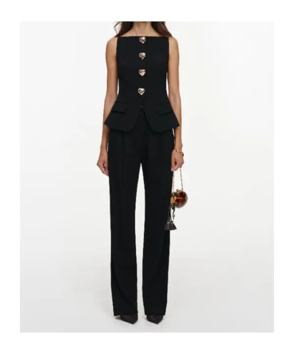 SELF-PORTRAIT Sleeveless Crepe Jumpsuit