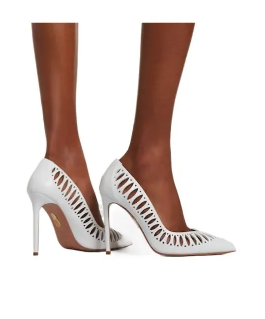AQUAZZURA Perforated Leather Pumps