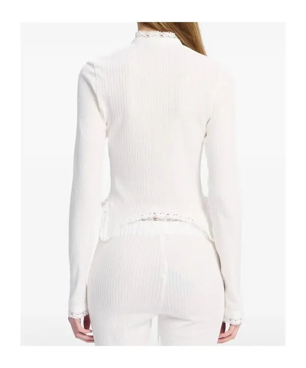 ANN DEMEULEMEESTER Lace-trim Ribbed Top