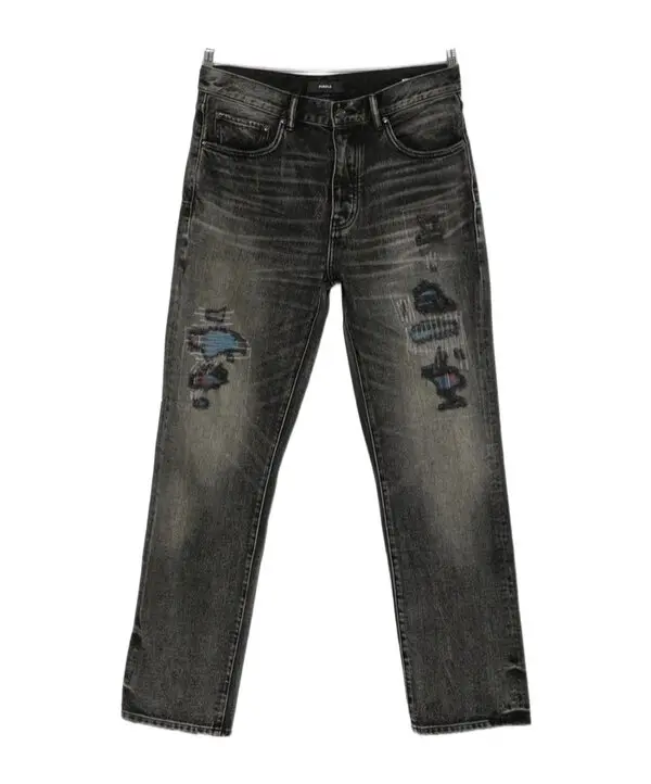 PURPLE BRAND Belt-loop Jeans - Black Faded
