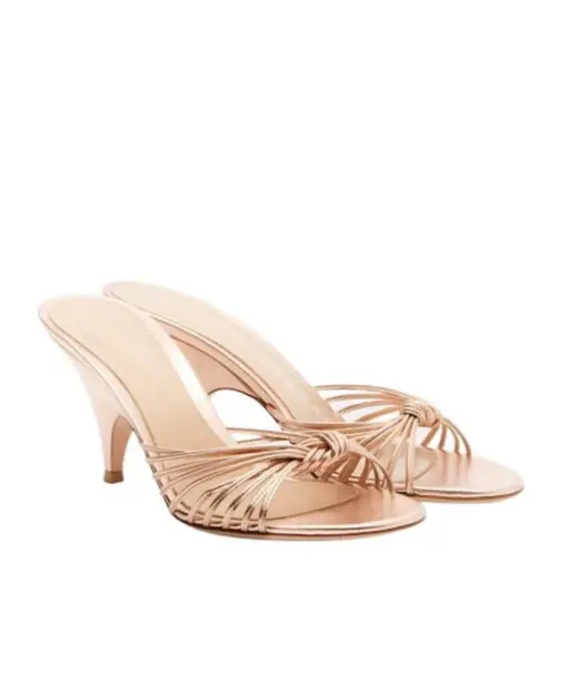 GIANVITO ROSSI Metallic Leather Mules